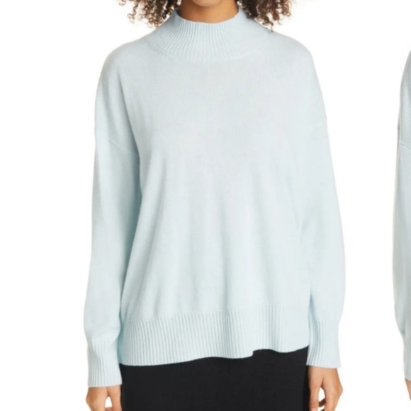 Eileen Fisher | Sweaters | Eileen Fisher Ice Blue Mock Neck 0 Cashmere ...